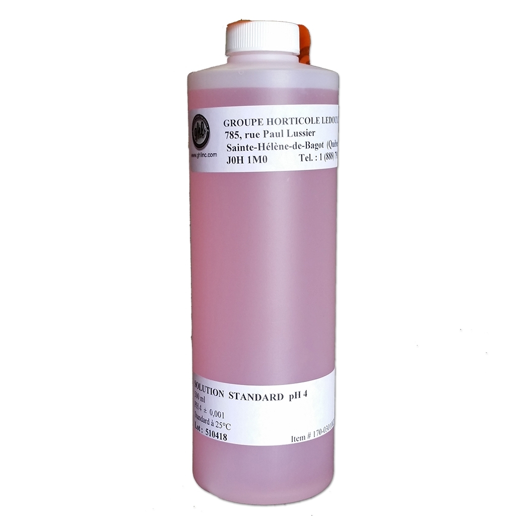 pH4 calibration solution (buffer) 500 ml | Groupe horticole ledoux inc.